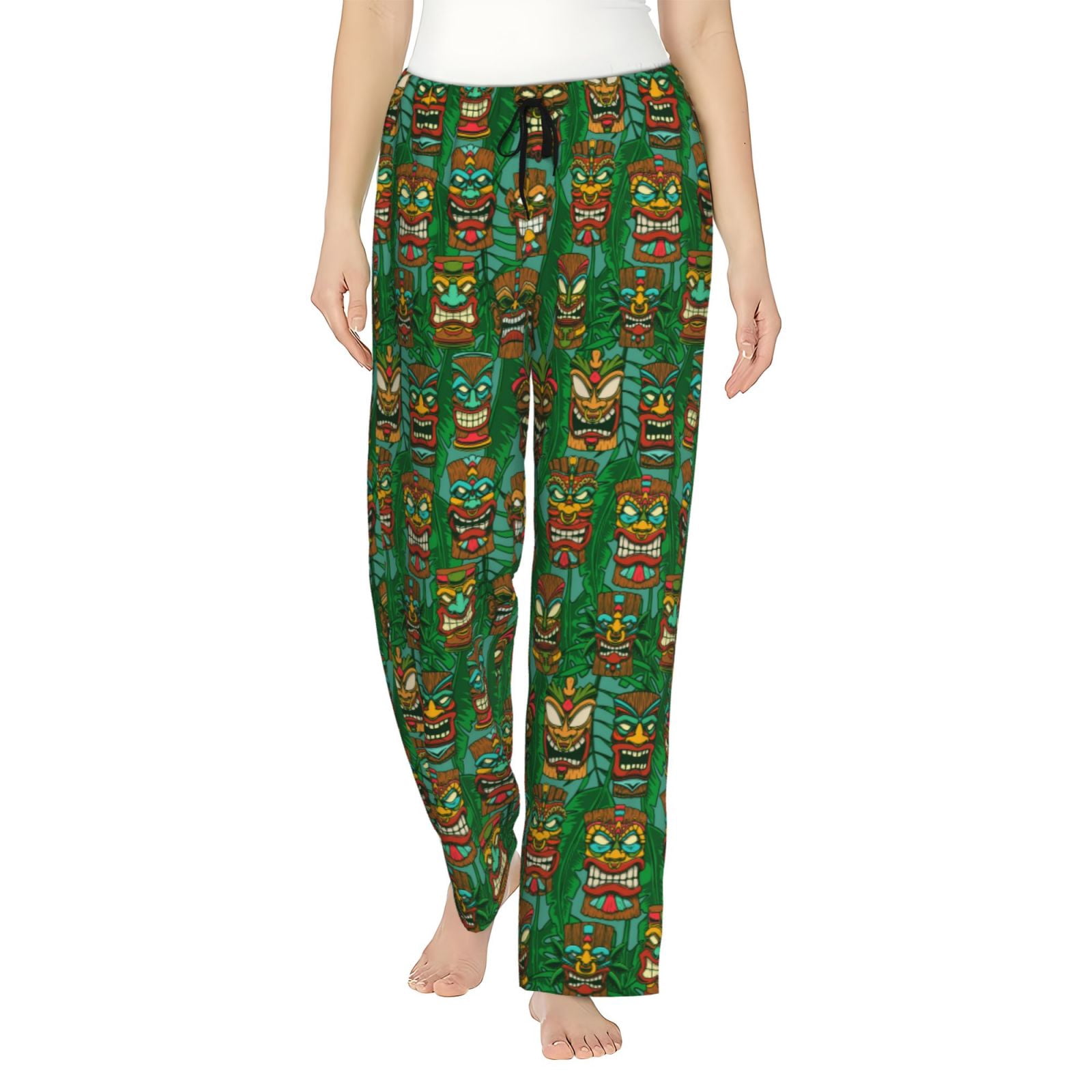 KLL Womens Mask And Palm Leaves Print Pajama Pants Soft Pajama Bottoms ...