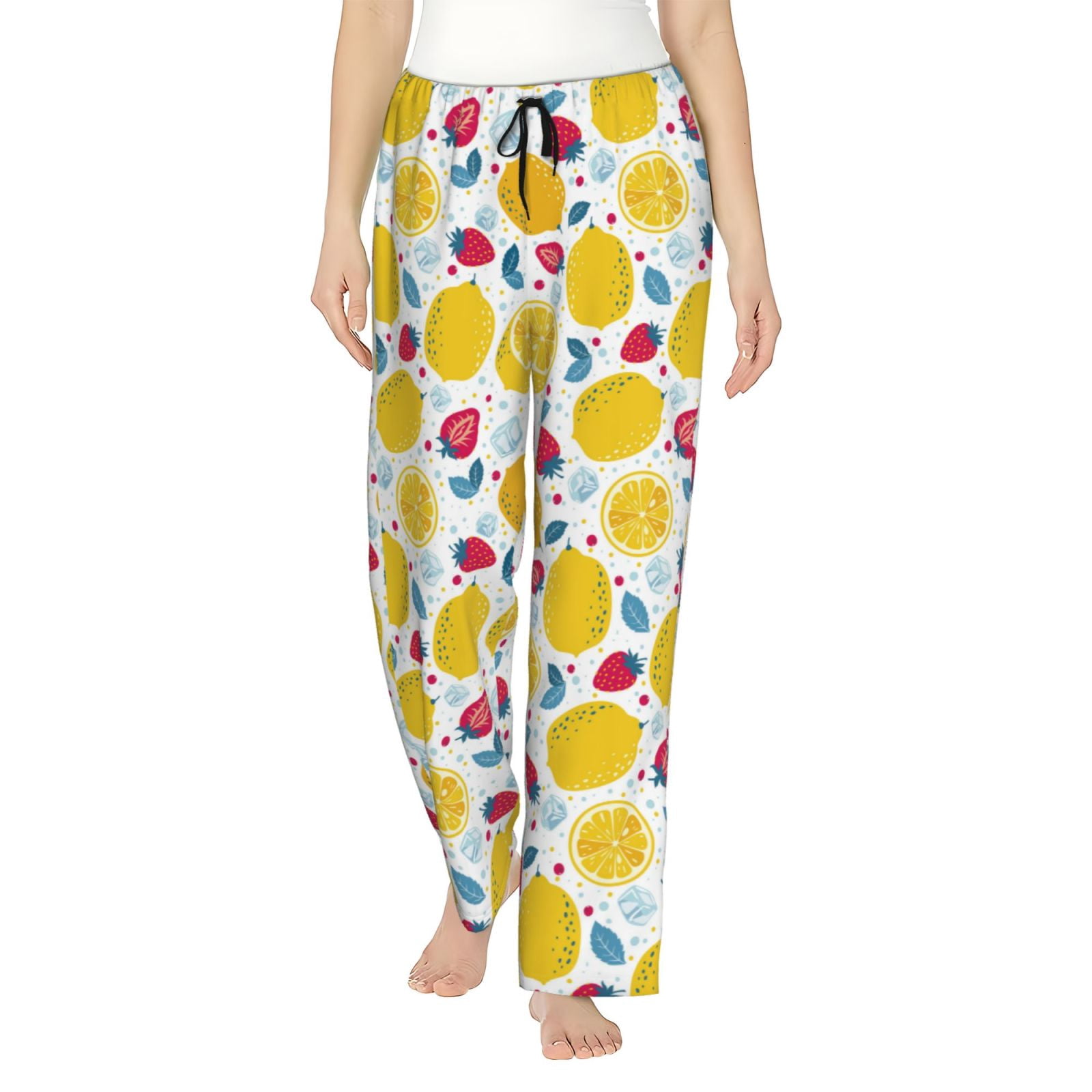 KLL Womens Strawberry Lemon Print Pajama Pants Soft Pajama Bottoms for ...