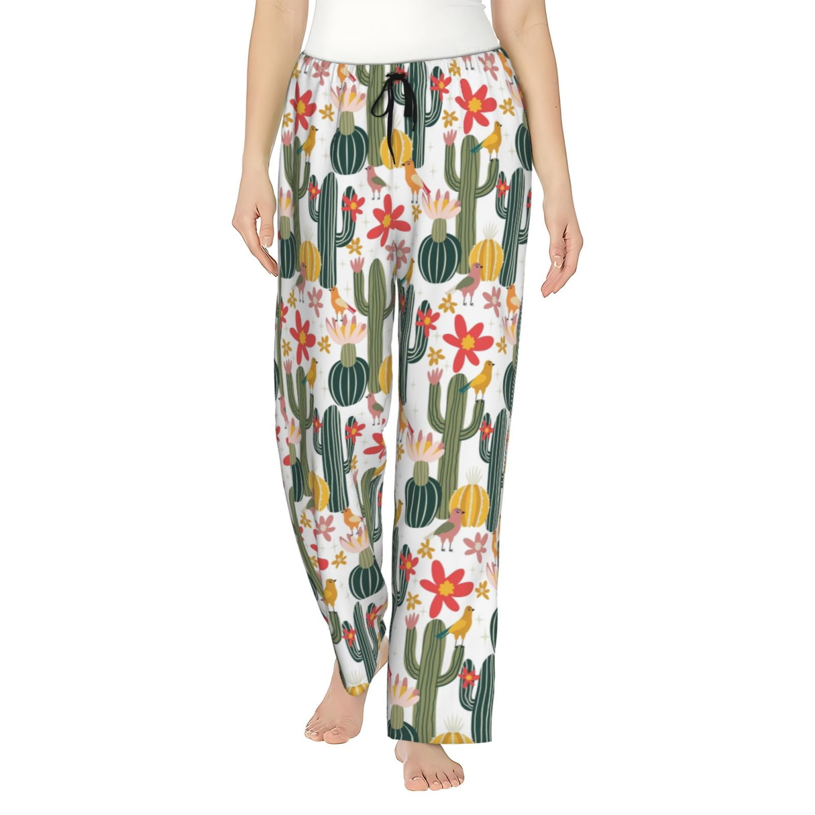 KLL Womens Summer Cactus With Blooming Print Pajama Pants Soft Pajama ...
