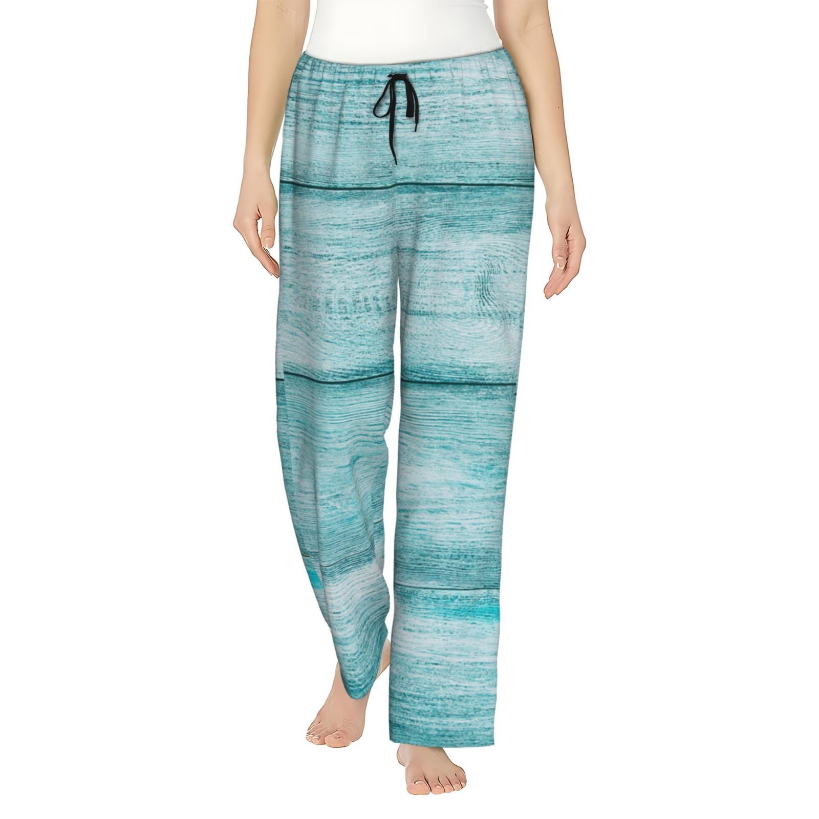KLL Womens Teal Turquoise Wood Print Pajama Pants Soft Pajama Bottoms ...