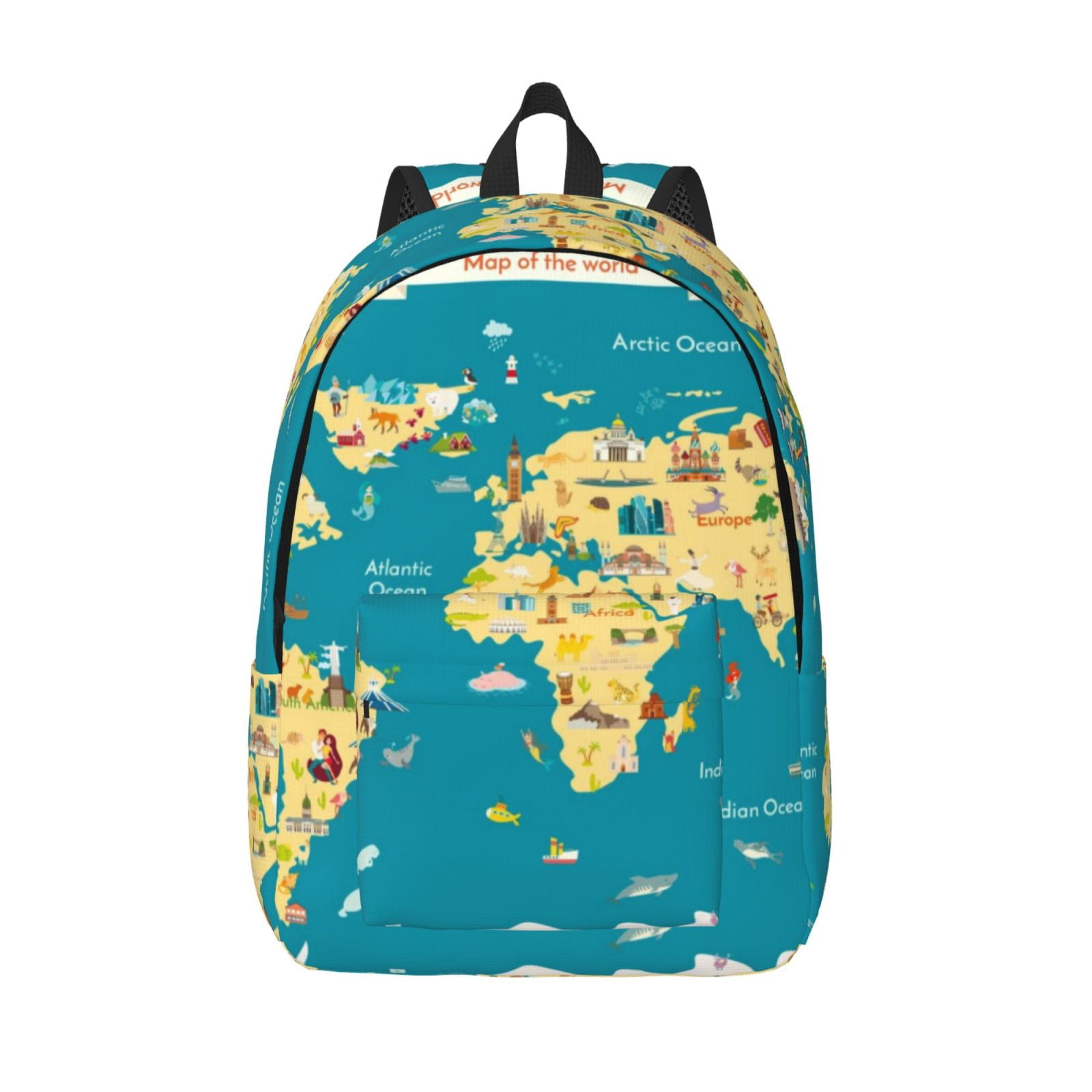 KLL World Map With Landmarks Print Travel Laptop Backpack - College ...