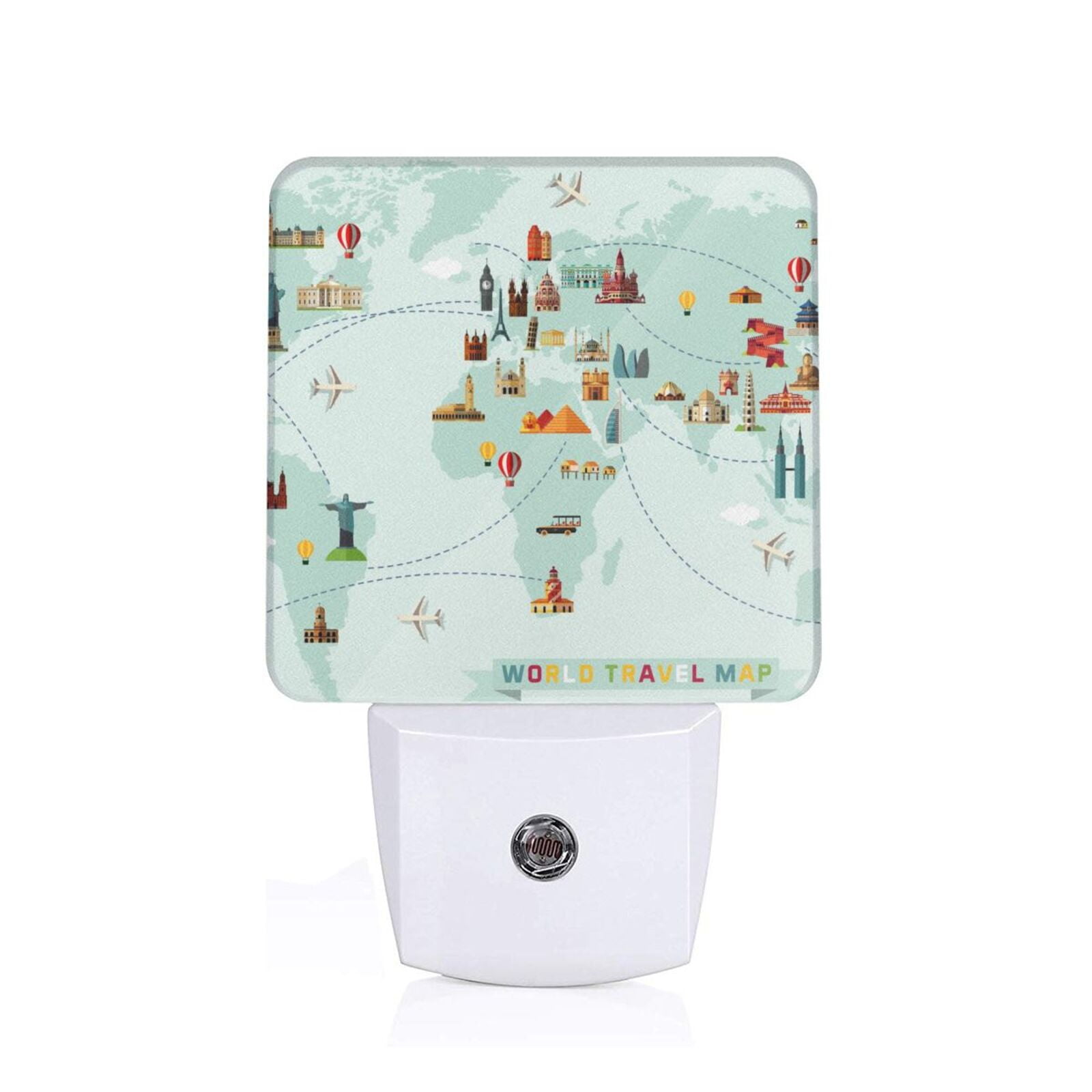 KLL World Travel Map for Night Lights,Auto Sensor Night Lamp Plug in ...