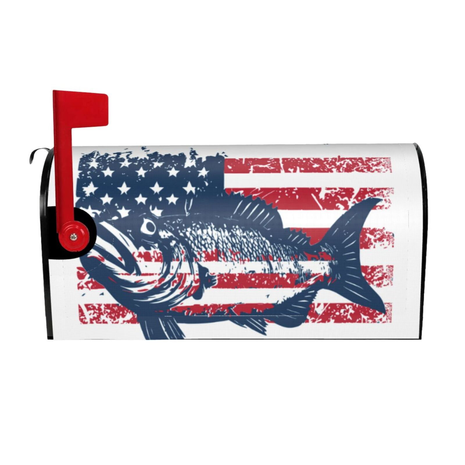 KLL bass fish with the USA flag Pattern Mailbox Covers,Magnetic Mailbox ...
