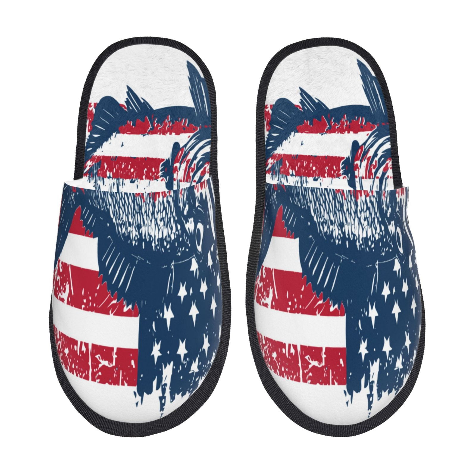 KLL bass fish with the USA flag Slippers for Women Men House Slip on ...