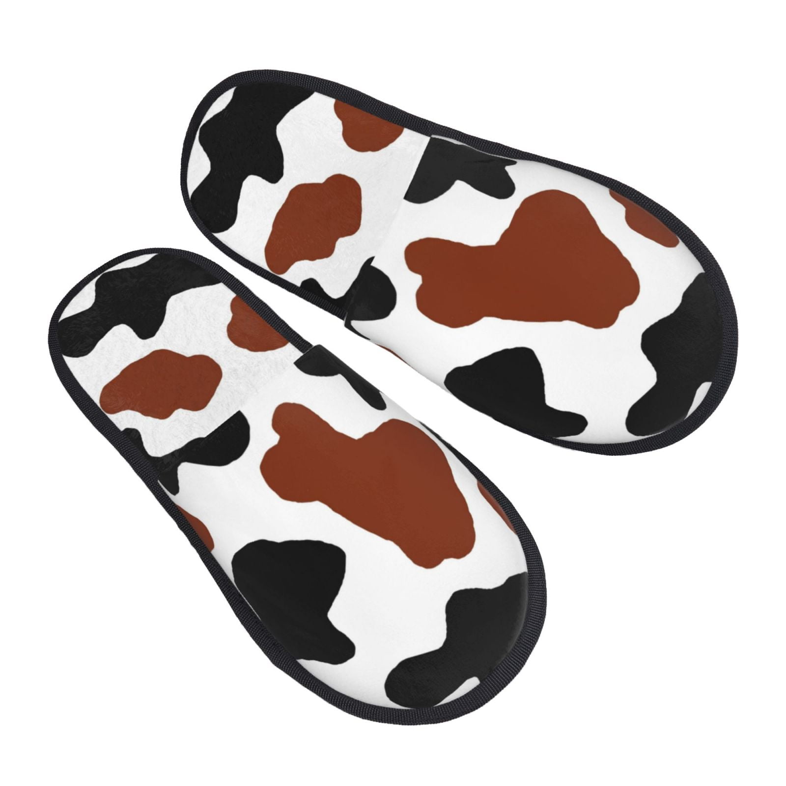 KLL brown Black Cow Slippers For Women Men House Slip On Indoor Outdoor ...