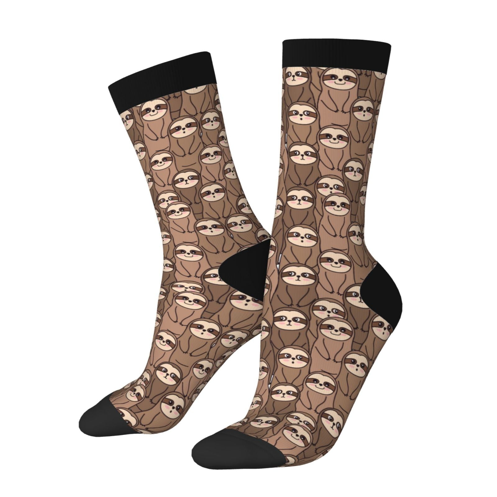 KLL brown sloth family Print Cool Socks Men's Women's Crew Socks Funny ...