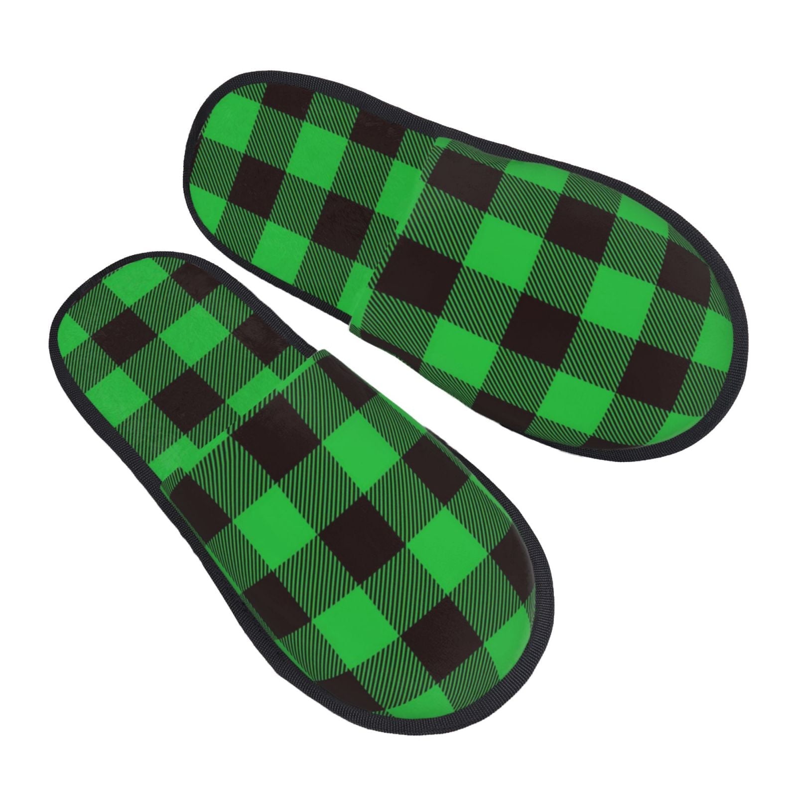 KLL buffalo Plaid Green Black Slippers For Women Men House Slip On ...