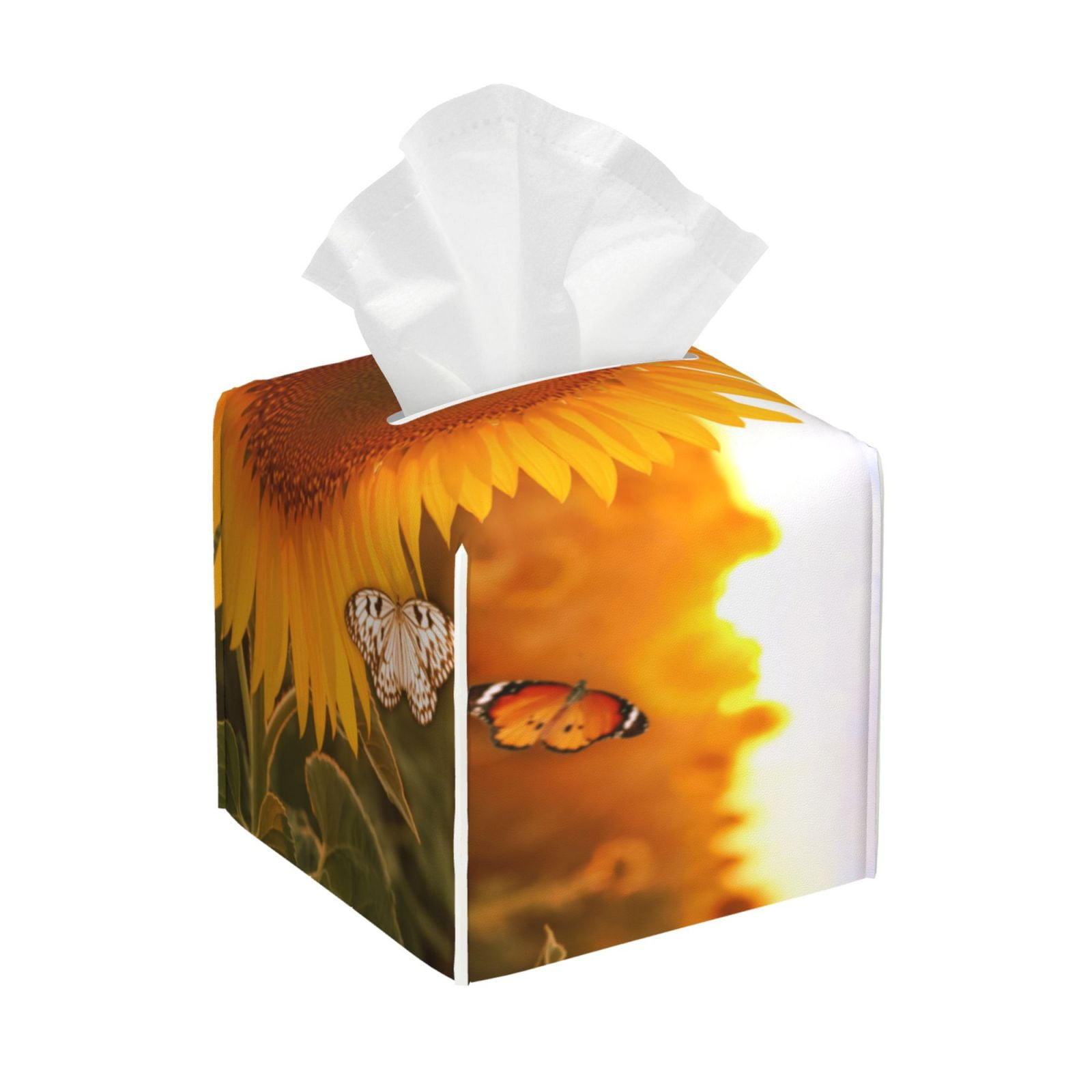 KLL butterflies flying near sunflower in field Print Tissue Box Cover ...