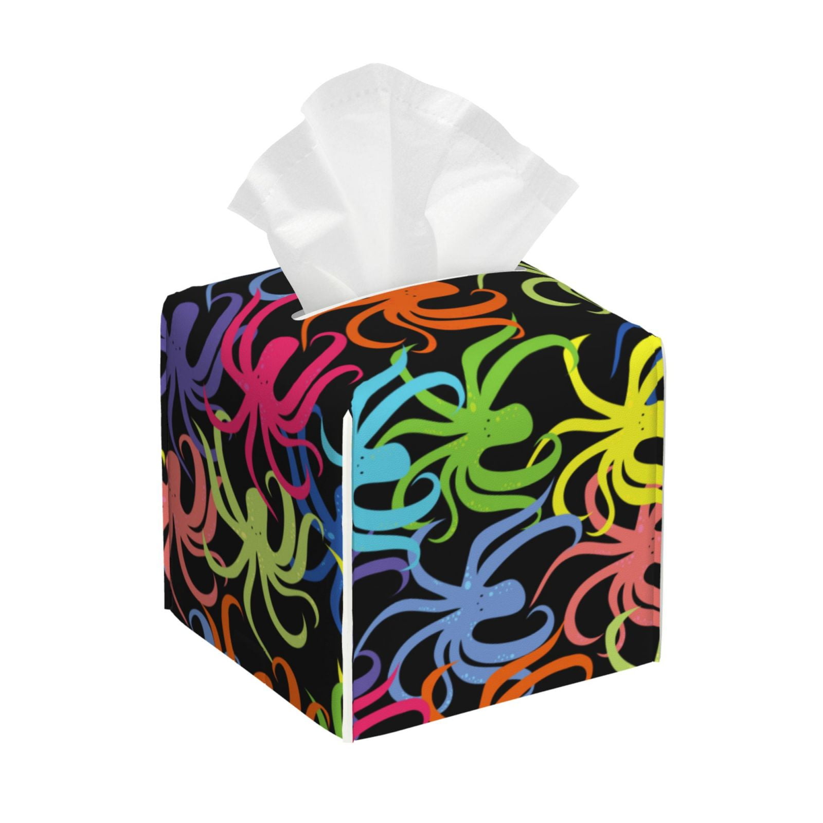 KLL cartoon octopus Print Tissue Box Cover,Leather Tissue Holder Square ...