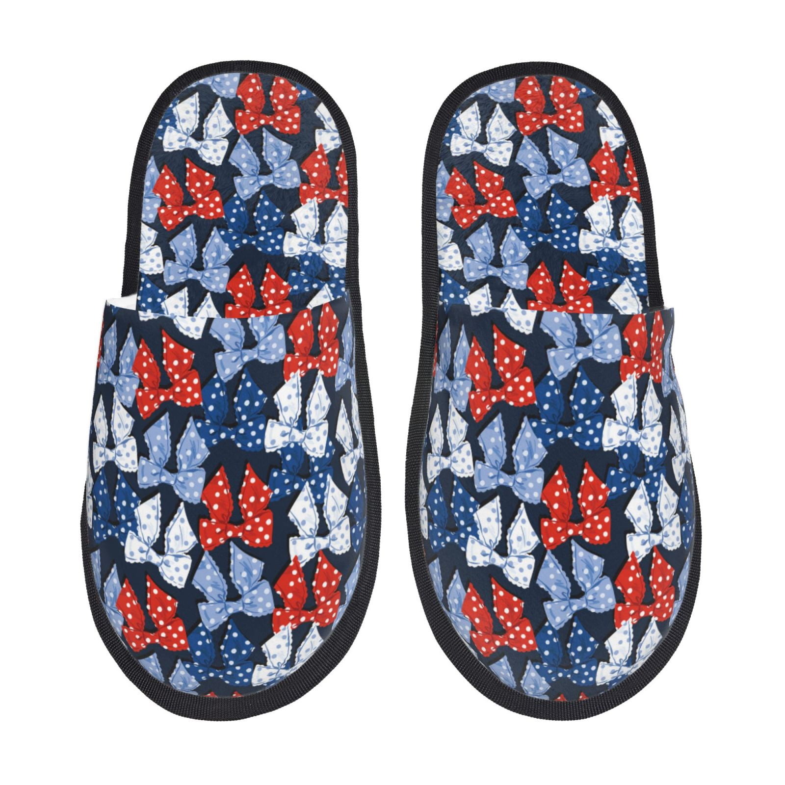 KLL colorful Polka dot bow Slippers for Women Men House Slip on Indoor ...