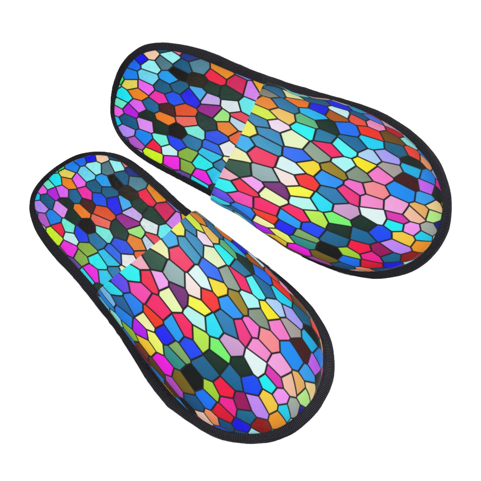 KLL colorful Tie Dye Stained Glass 2 Slippers For Women Men House Slip ...