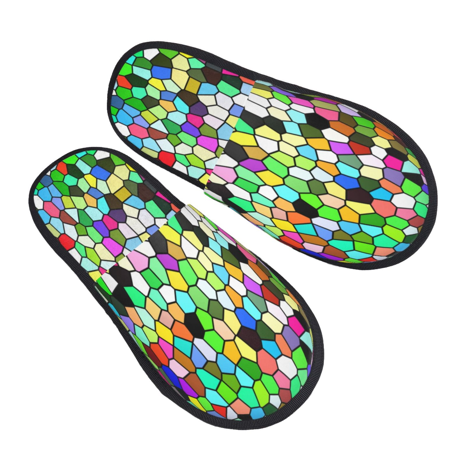 KLL colorful Tie Dye Stained Glass Slippers For Women Men House Slip On ...