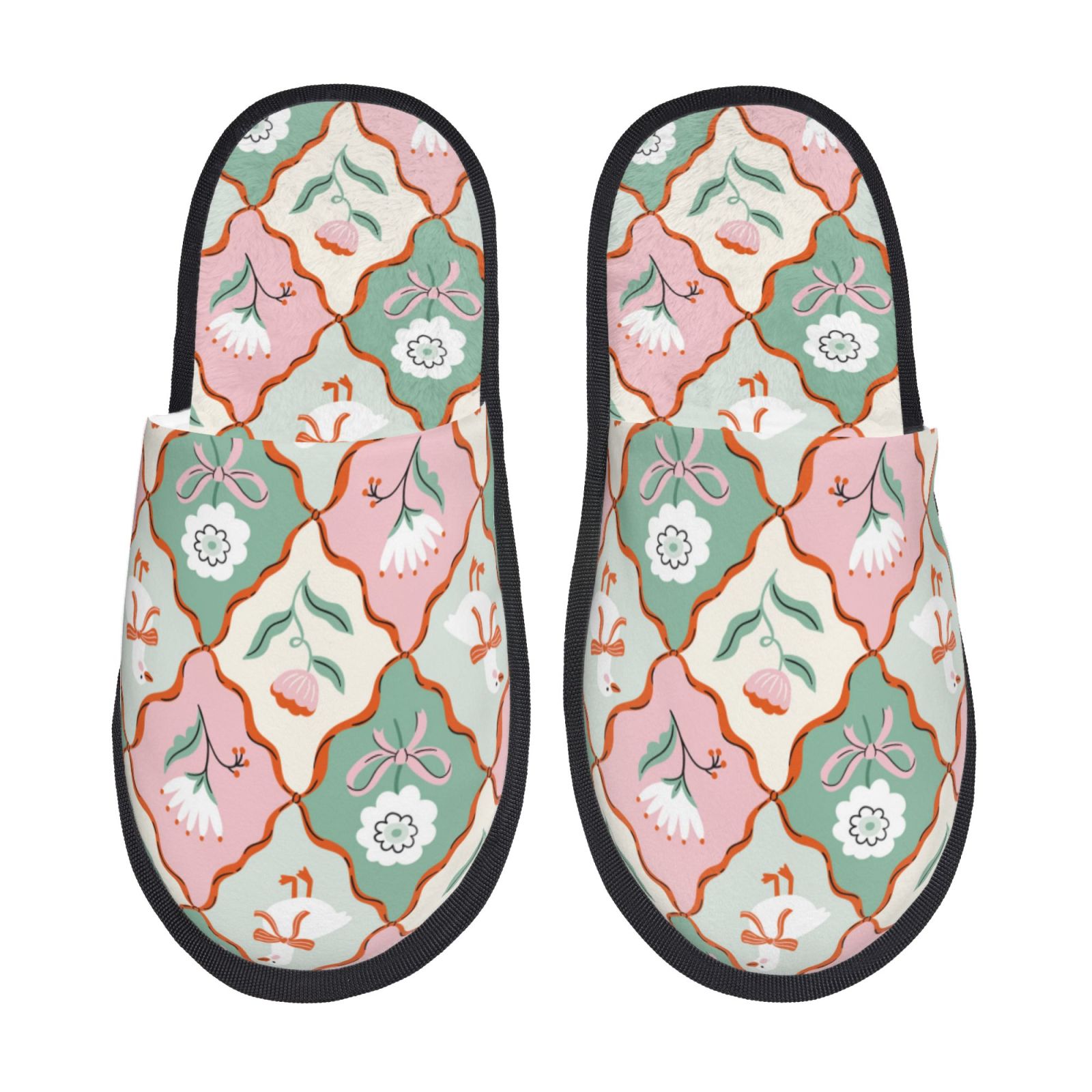 KLL flowers and white geese Slippers for Women Men House Slip on Indoor ...