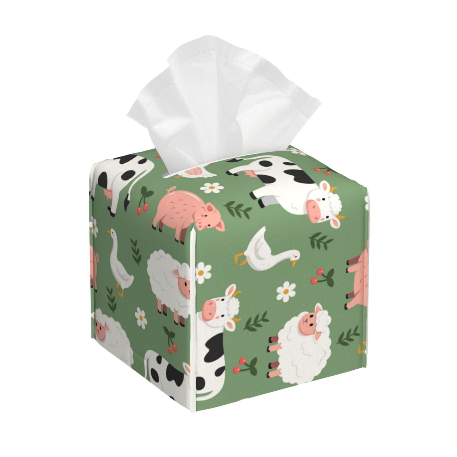 KLL funny cute farm animals Print Tissue Box Cover,Leather Tissue ...