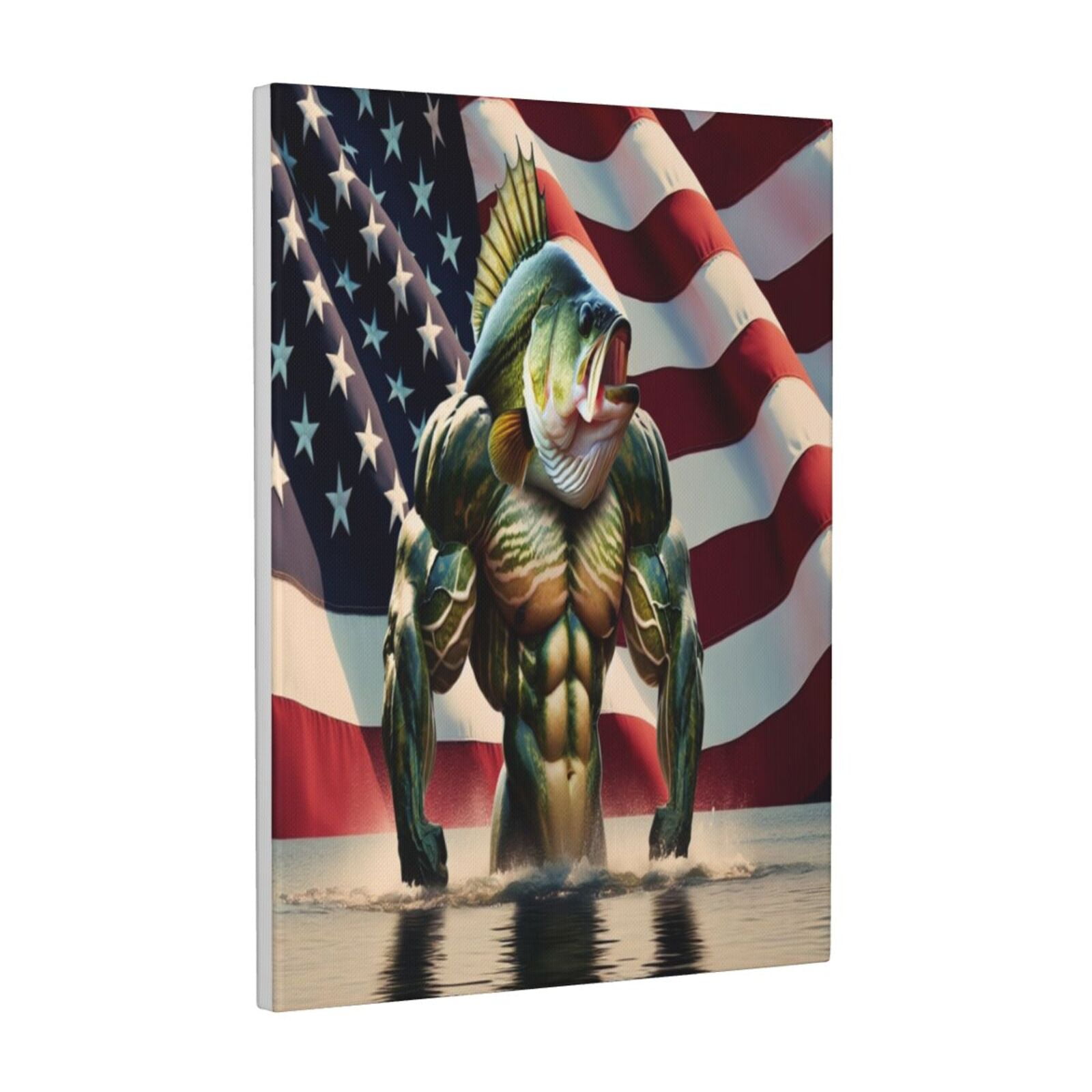 KLL giant bass with big muscles Print Farmhouse Canvas Wall Art,Wall ...
