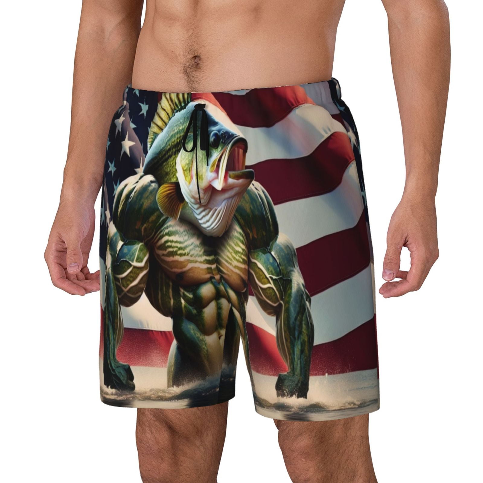 KLL giant bass with big muscles for Mens Swim Trunks Quick Dry Swim ...