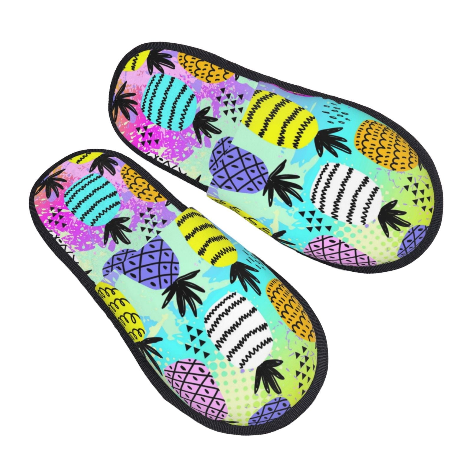 KLL graffiti Pineapples On Neon Background Slippers For Women Men House ...