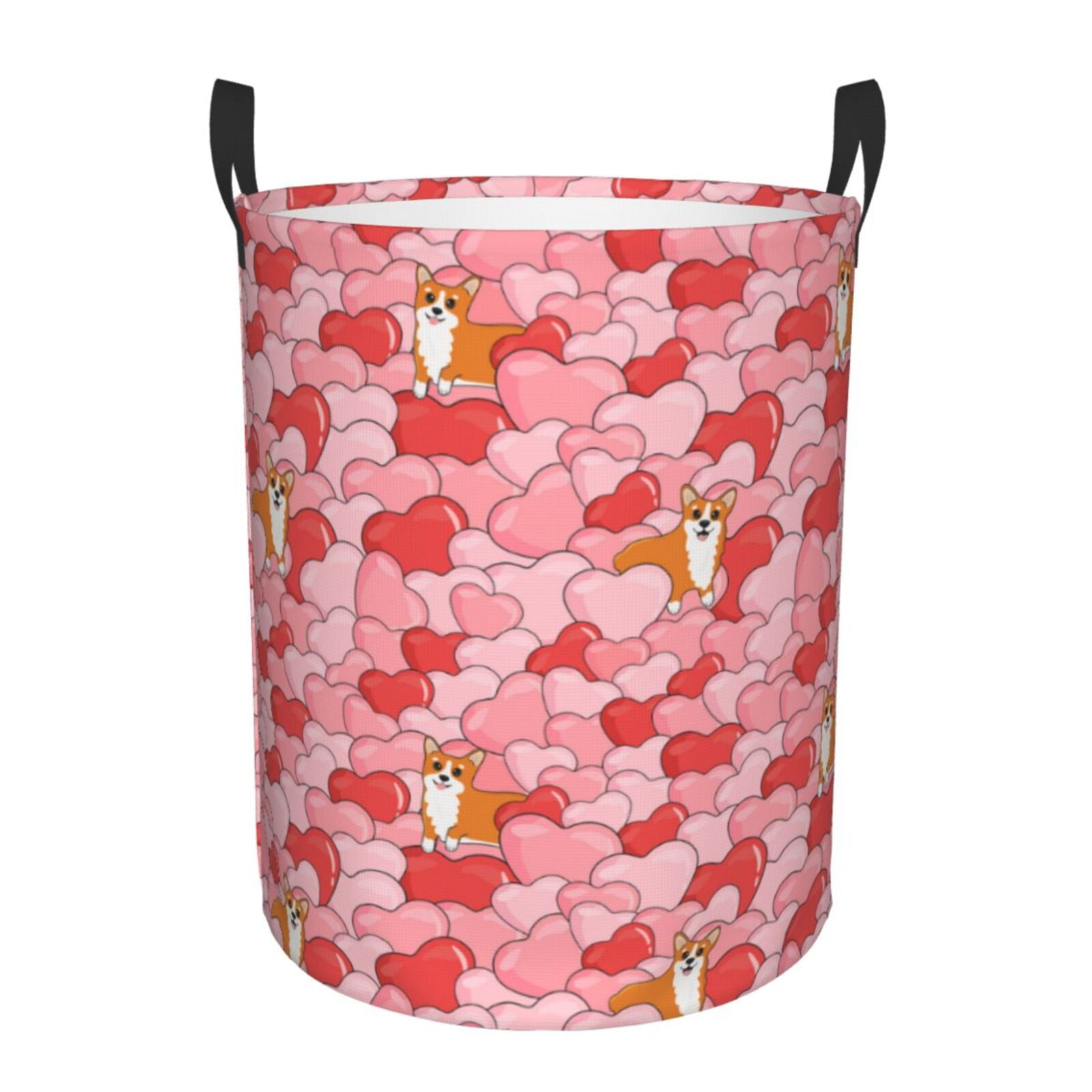 KLL hearts and cute corgi Waterproof Foldable Laundry Hamper Bucket ...