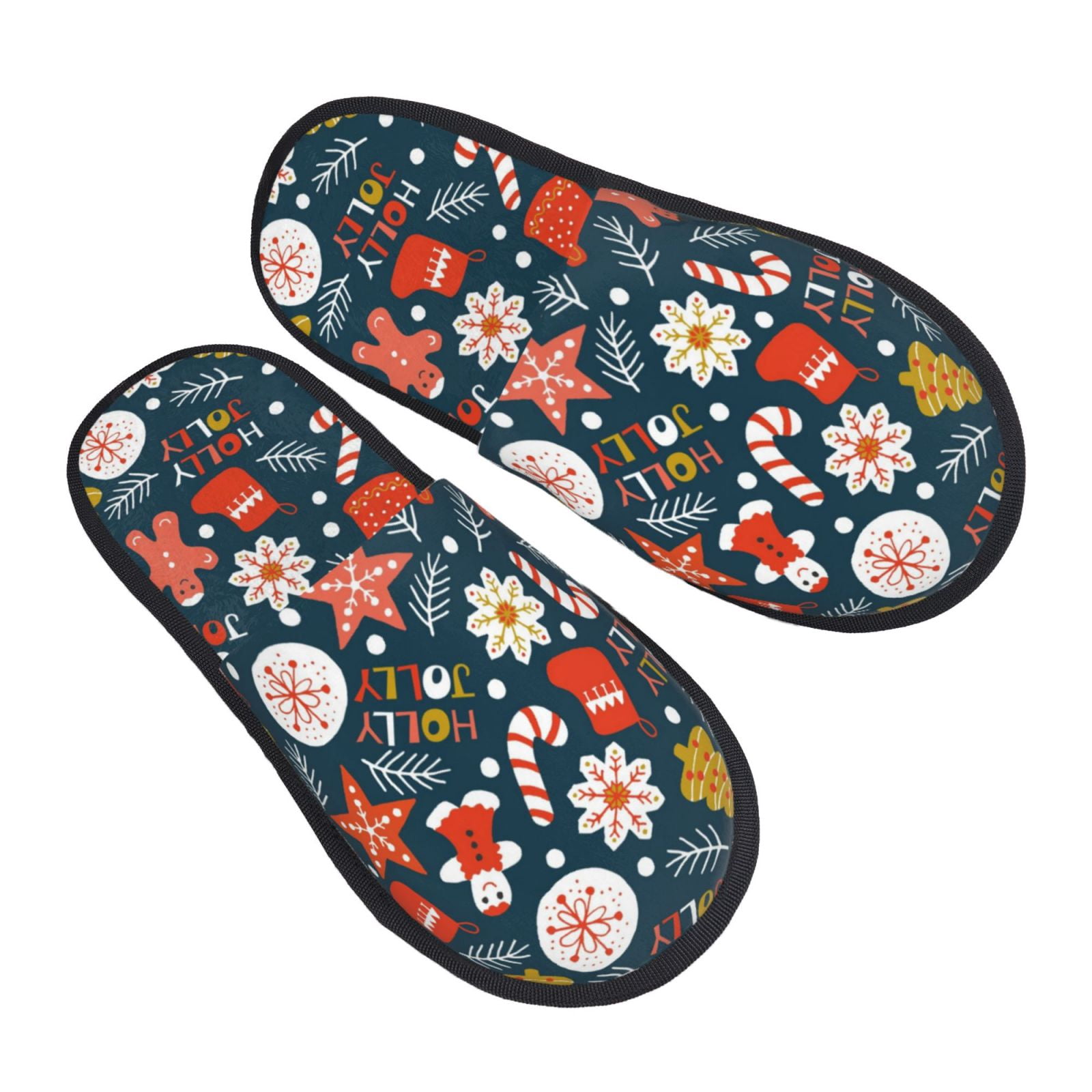KLL holiday Christmas Cookies Slippers For Women Men House Slip On ...
