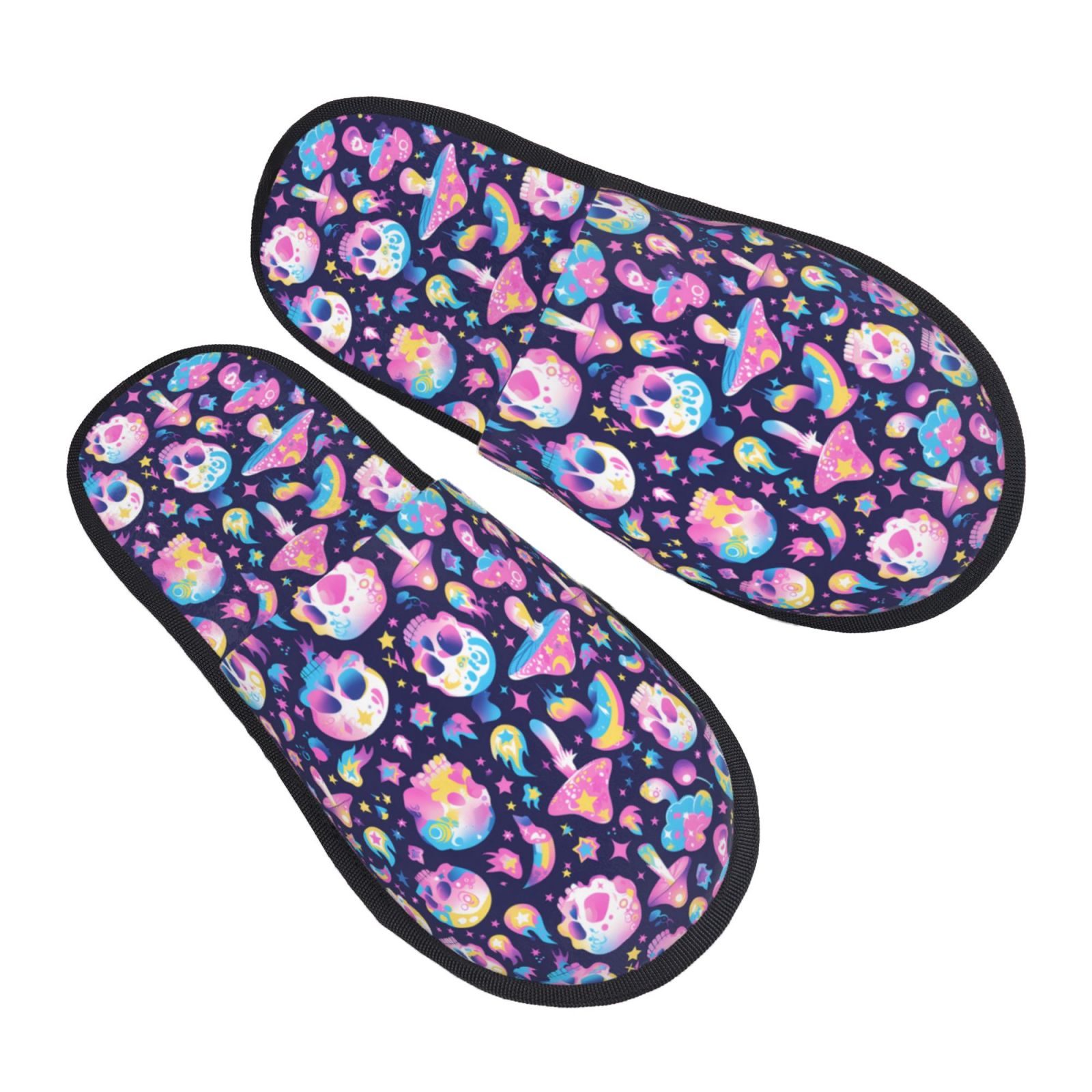 KLL mushroom colorful Skull star Slippers for Women Men House Slip on ...