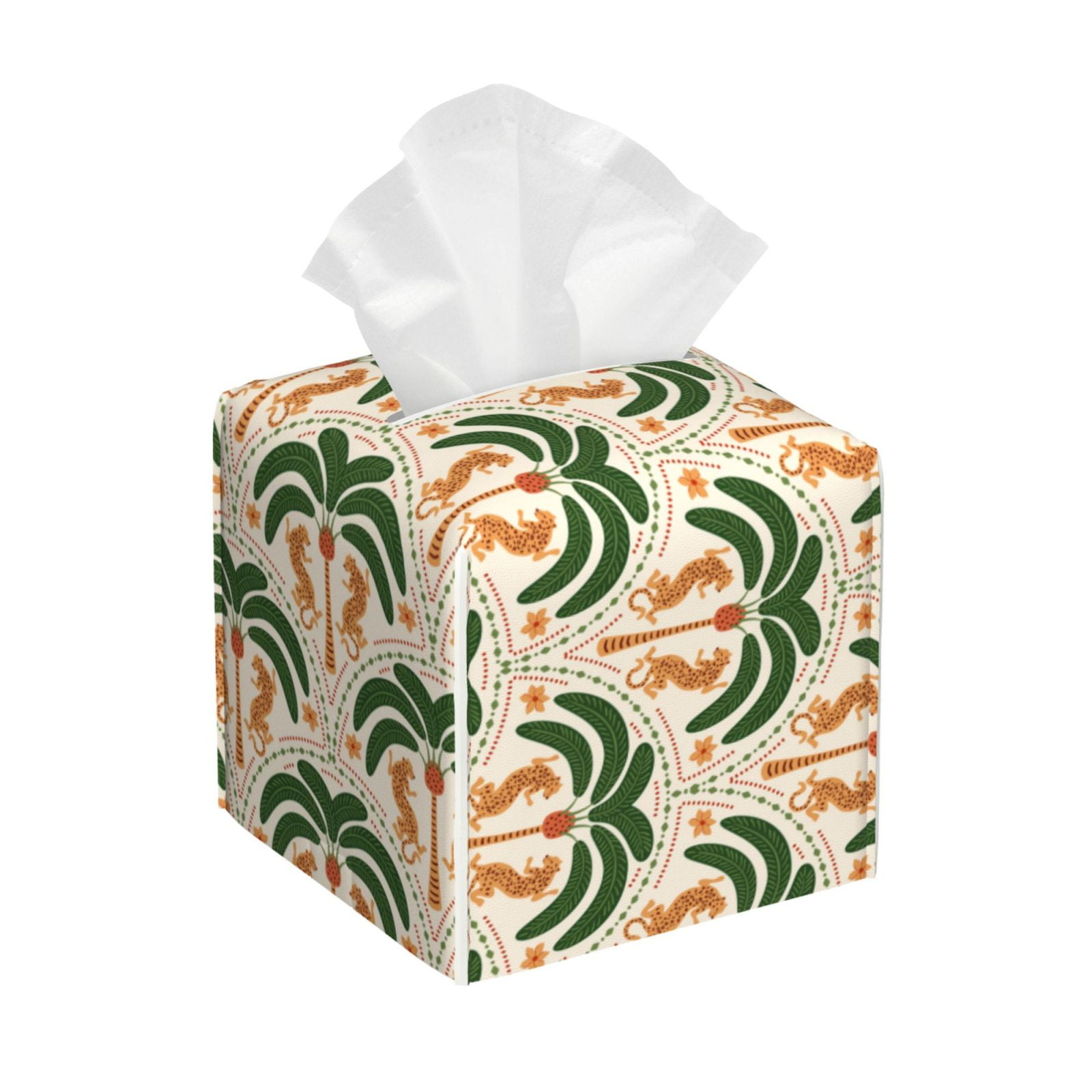 KLL palm tree Asian leopard Print Tissue Box Cover,Leather Tissue ...