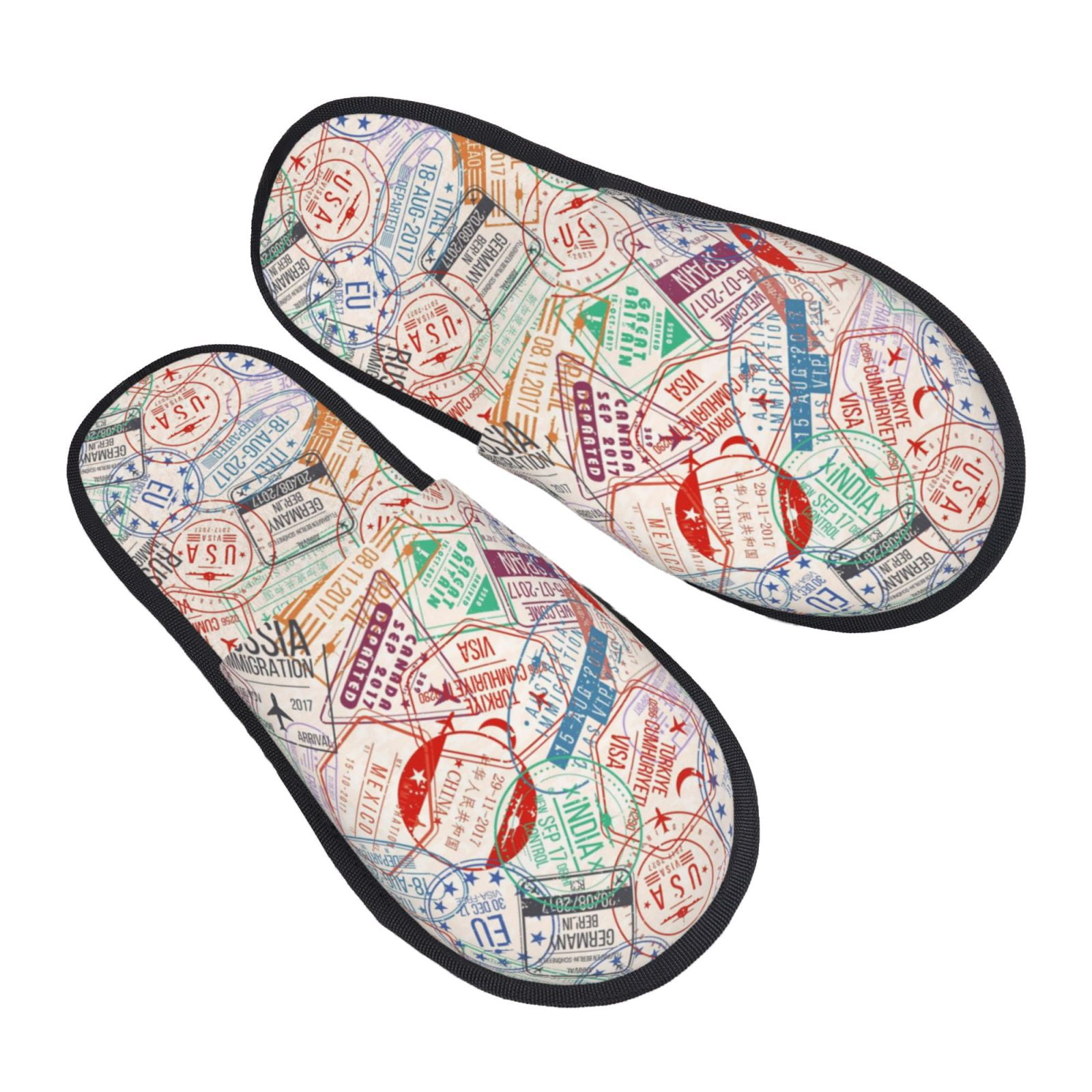 KLL passport Stamp Slippers For Women Men House Slip On Indoor Outdoor ...