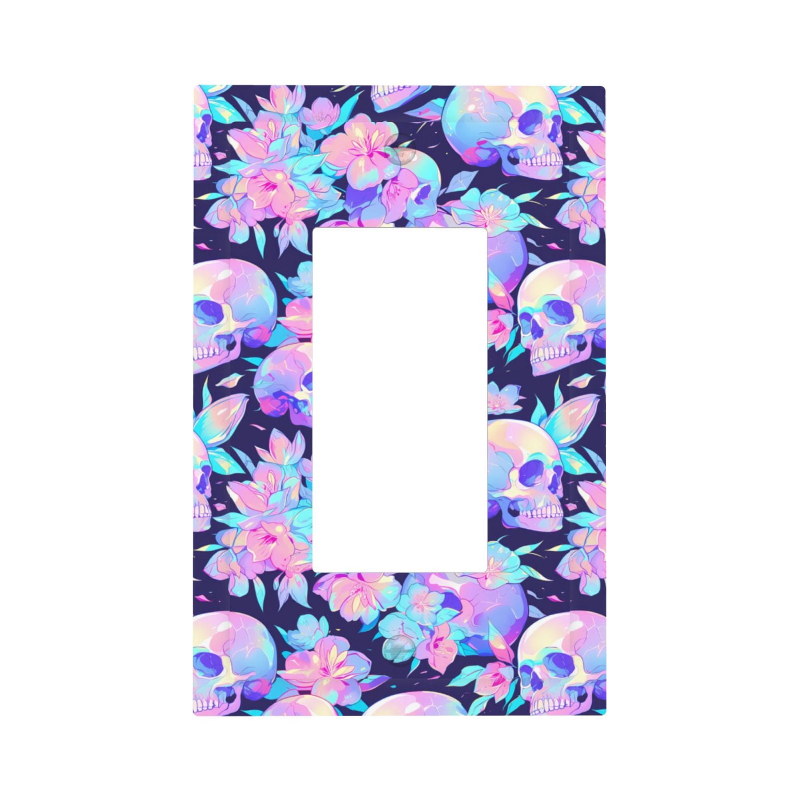 KLL pinkk flower crystal Skull Pattern Electrical Outlet Covers, 3" x 5 ...