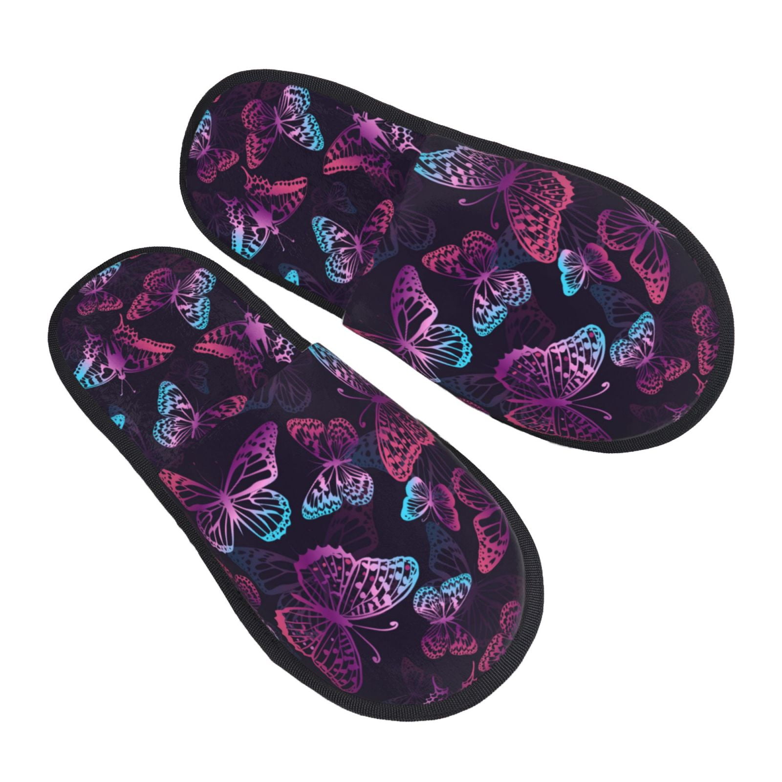 KLL purple Butterfly Slippers For Women Men House Slip On Indoor ...