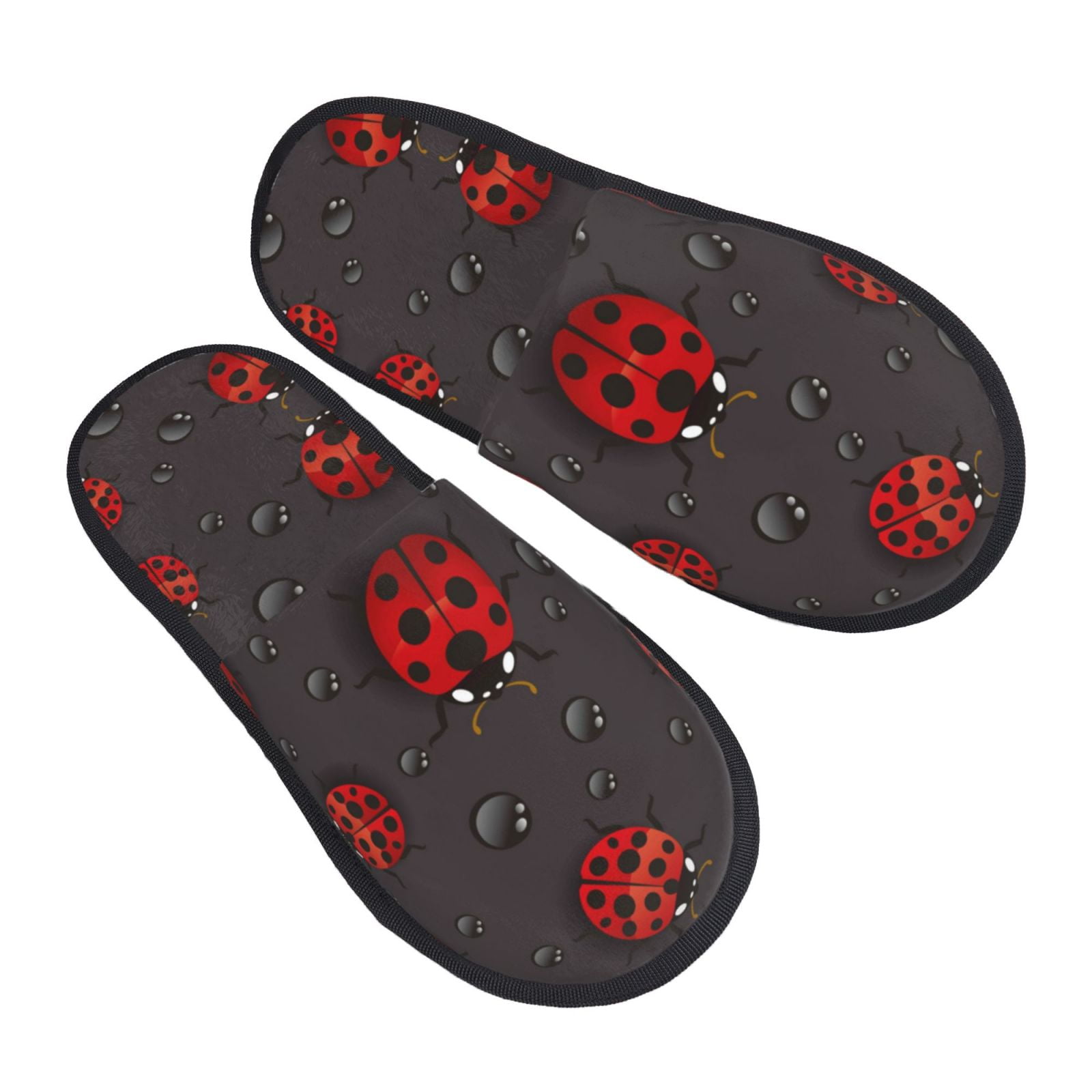 KLL red Ladybugs On Dark Background Slippers For Women Men House Slip ...
