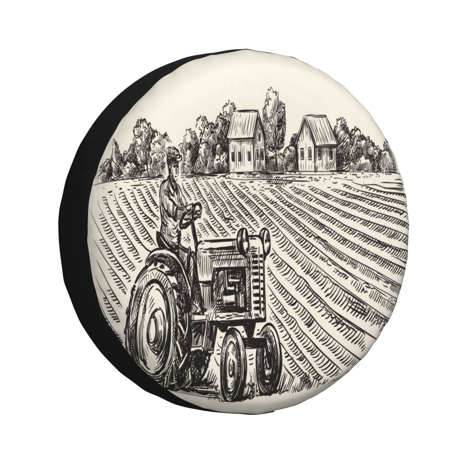 KLL retro tractor Pattern 14-17 inch Spare Tire Cover Universal Wheel ...