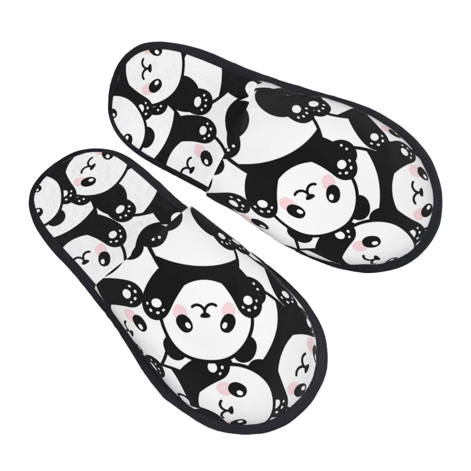 KLL seamless Pattern Cute Panda Slippers For Women Men House Slip On ...
