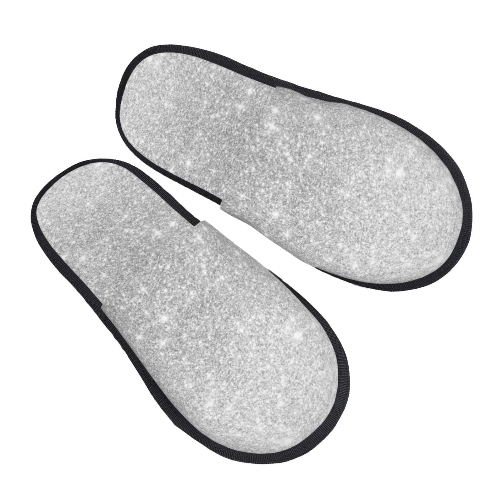 KLL silver Glitter Slippers For Women Men House Slip On Indoor Outdoor ...