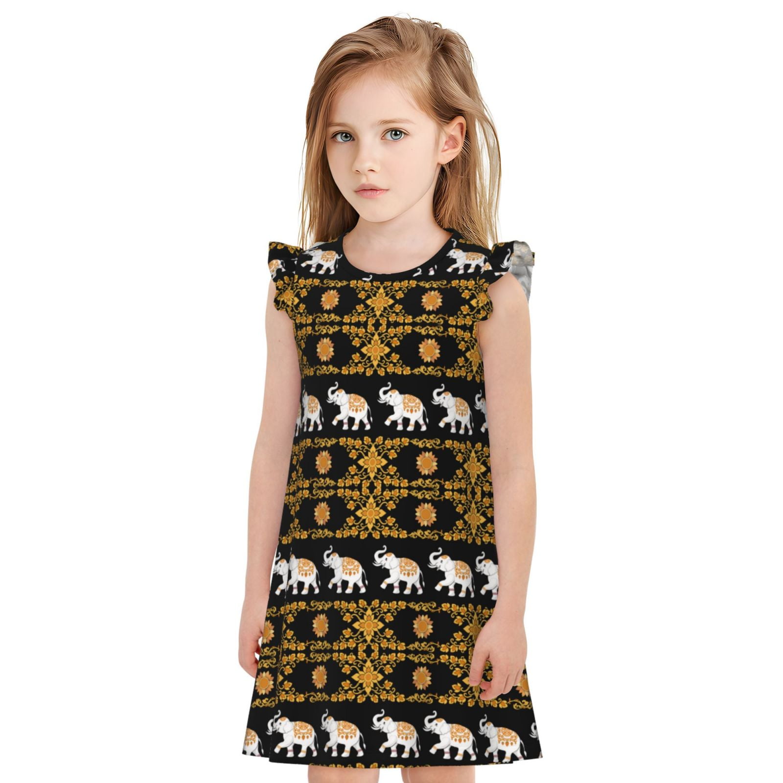 KLL traditional Elephant Print Girls Nightgowns Pajamas for Girl ...