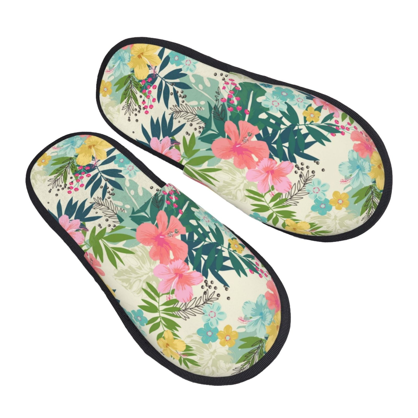 KLL tropical Flowers Slippers For Women Men House Slip On Indoor ...