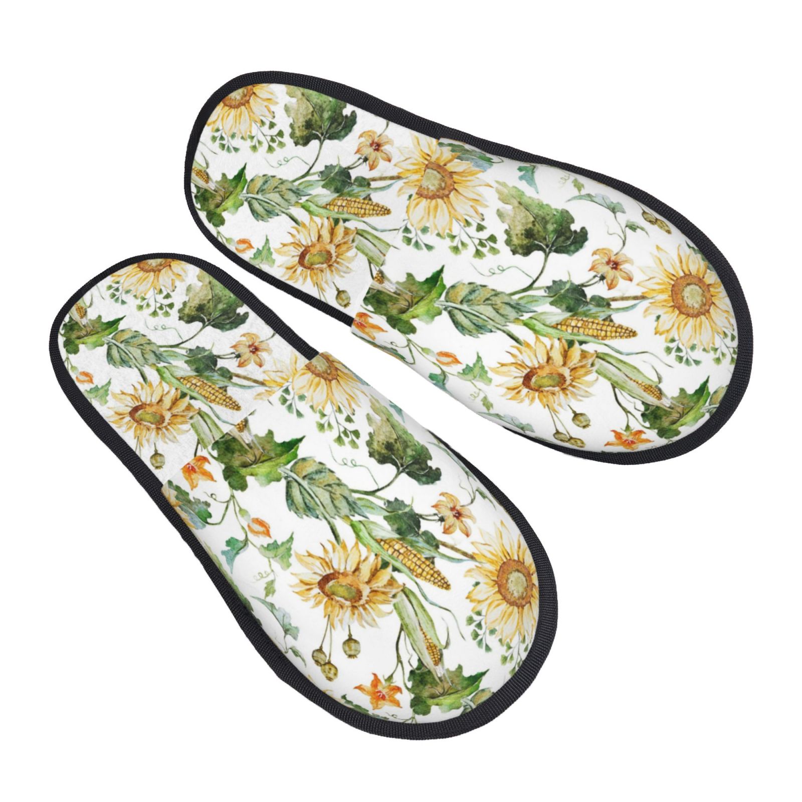 KLL watercolor Bright Sunflowers Slippers For Women Men House Slip On ...
