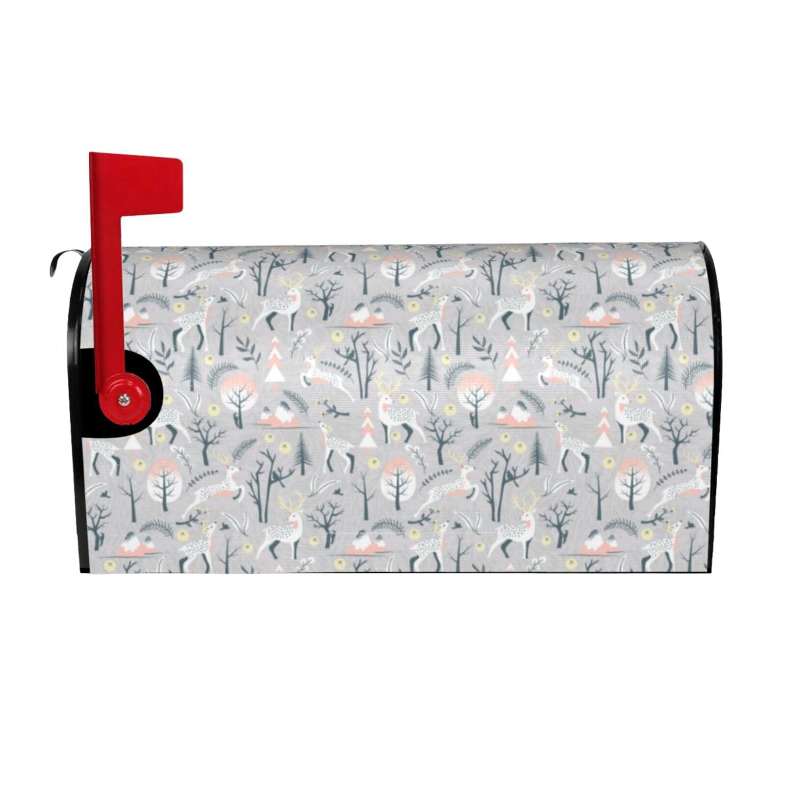 KLL white Moose winter tree Pattern Mailbox Covers,Magnetic Mailbox ...