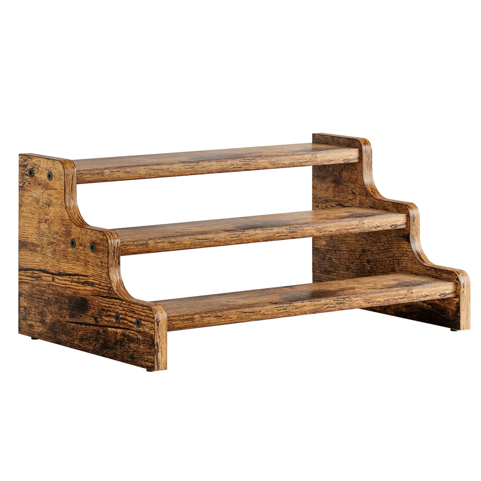 KLM 3-Tier Wood Step Shelf Spice Rack and Organizer, 13.8 inch, kitchen ...