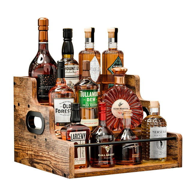 KLM Liquor Bottle Display Shelf, Coffee Syrup Rack Organizer, 3 Step ...