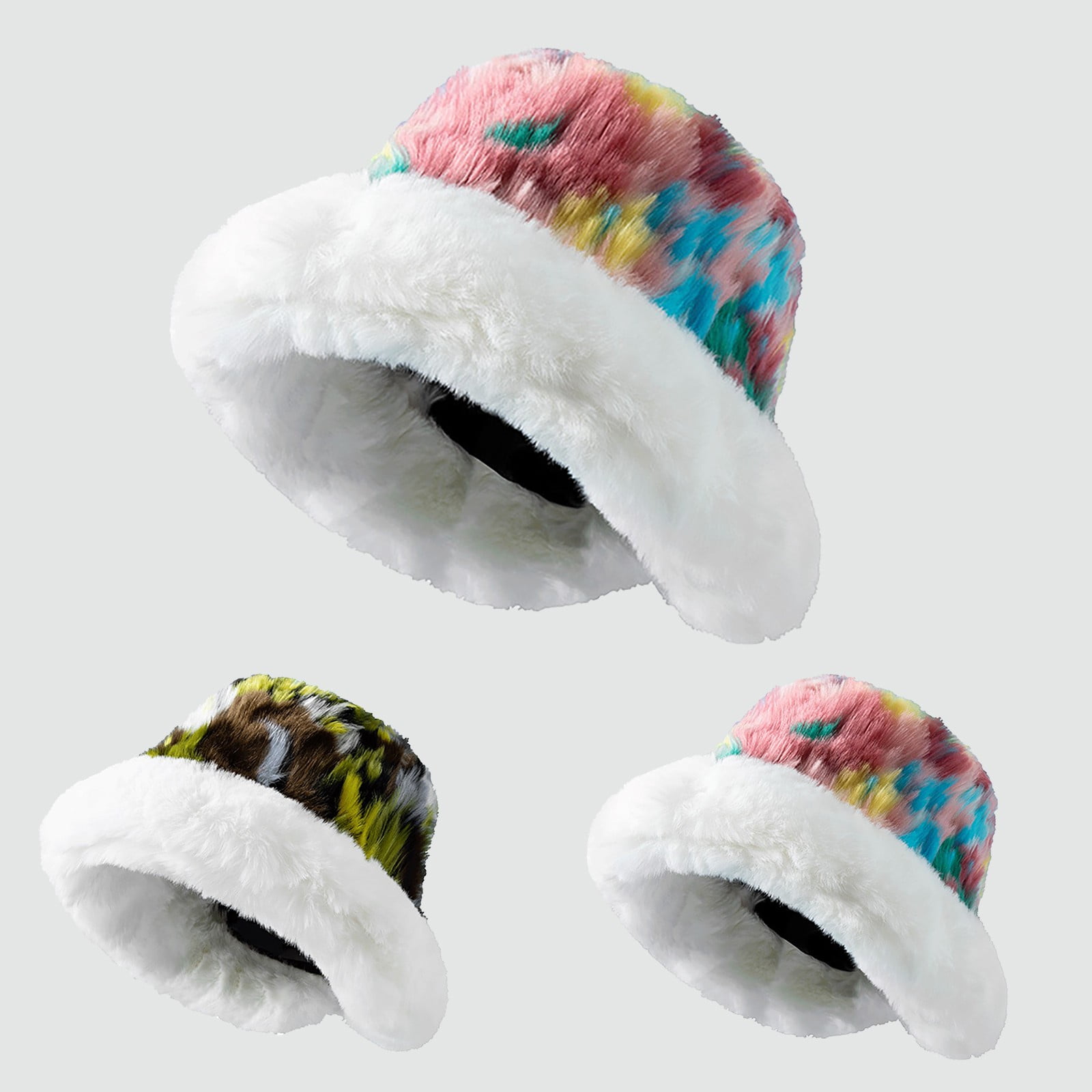 KLOY2K Bucket Hats for Woman Cozy Furry Winter Hat with Inner Fleece ...