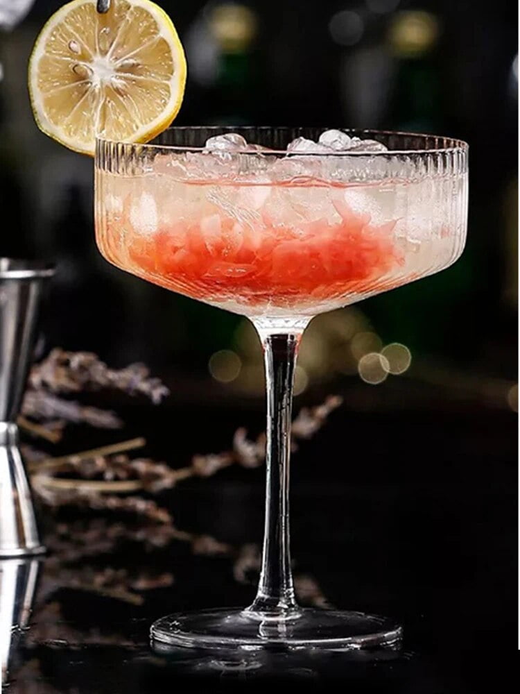 KLP 1pc new striped cross cut martini glass triangle martini glass wide ...