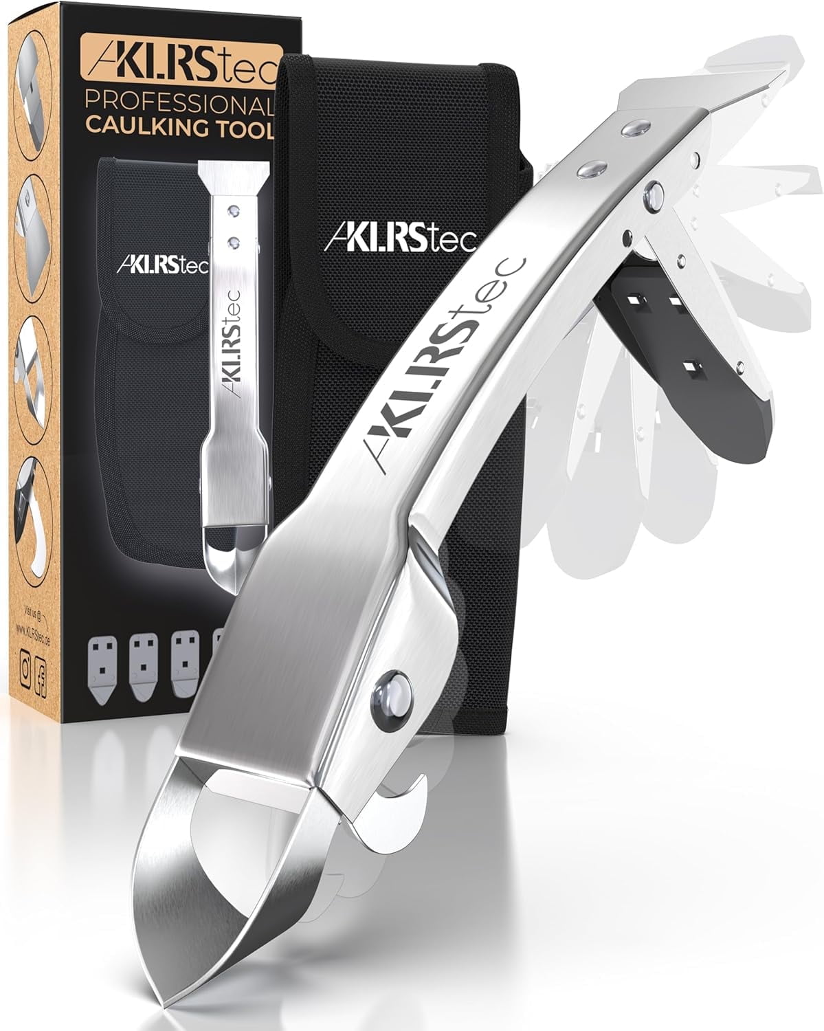 KLRStec Professional Caulking Tool [100% Stainless Steel] 4 in 1 Caulk ...