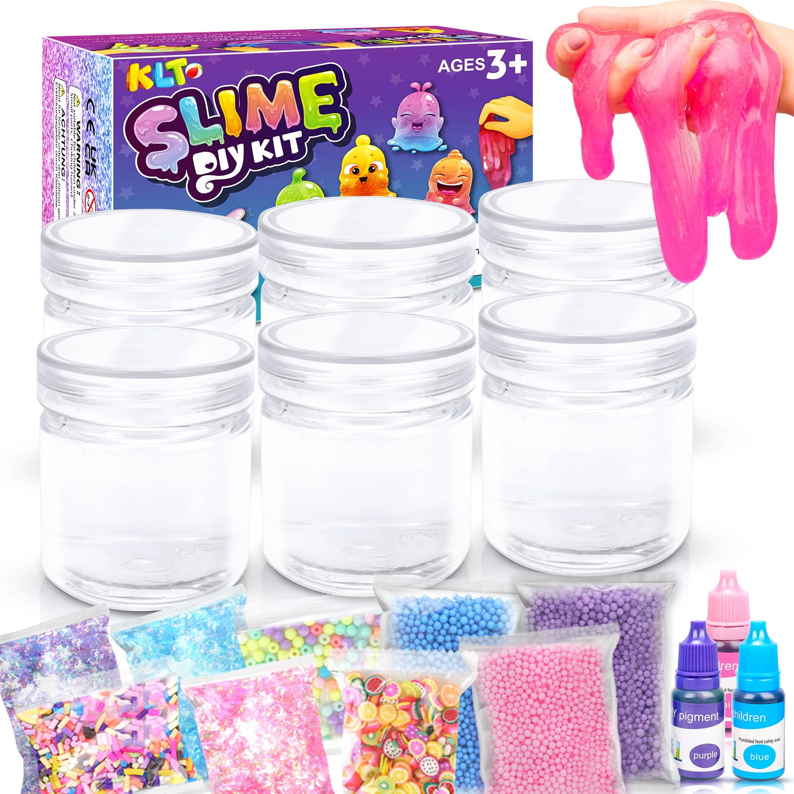 KLT Clear Slime Kit Toys for Girls: 20 FL OZ Slime Making Kits,6 Pack ...