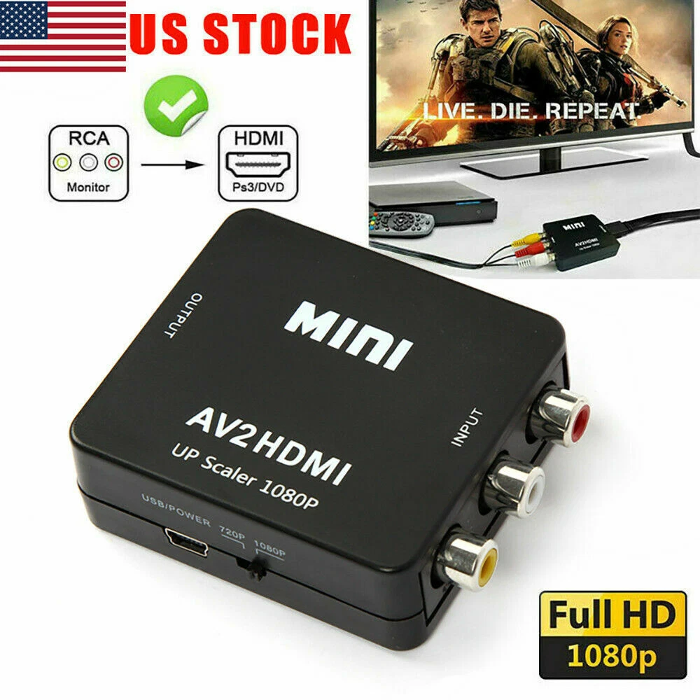 KLYNE- 1080P Rca Composite Cvbs Av To Hdmi Video Audio Converter For ...