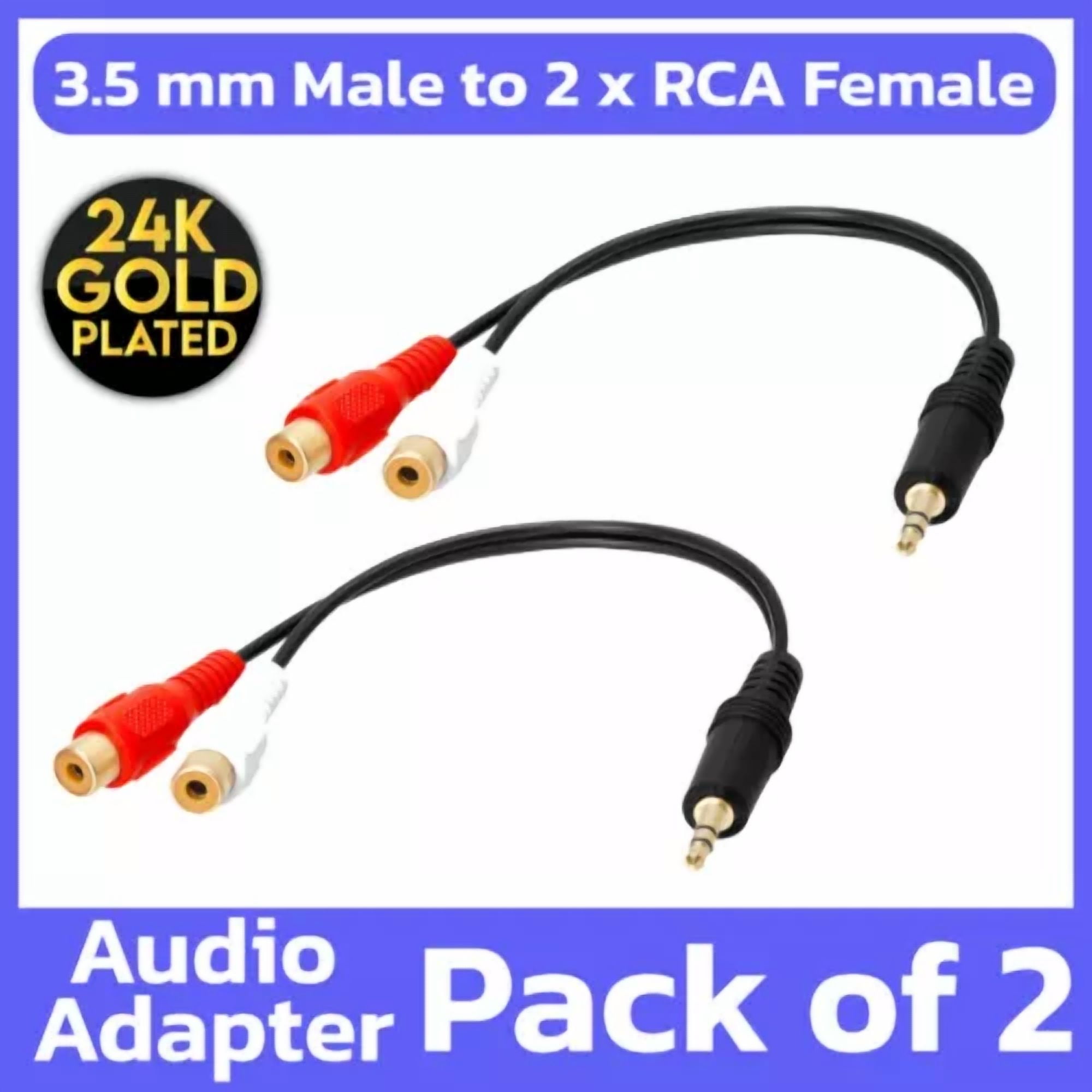 KLYNE- 2 Pack 3.5Mm 1/8" Stereo Male Plug To 2 Rca Female Jack Aux ...