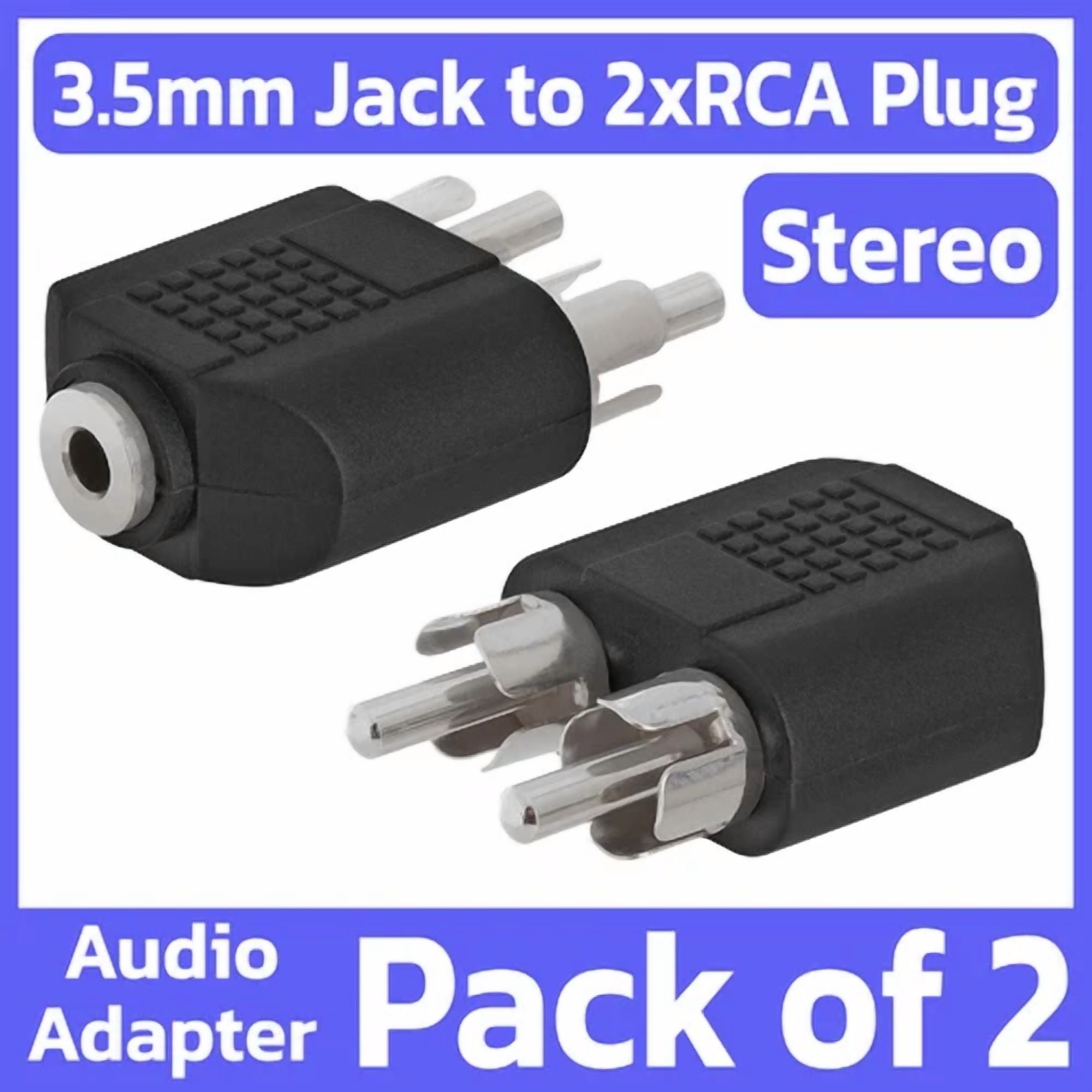 KLYNE- 2 Pack 3.5Mm Female Jack To 2 Rca Male Plug Stereo Audio Adapter ...