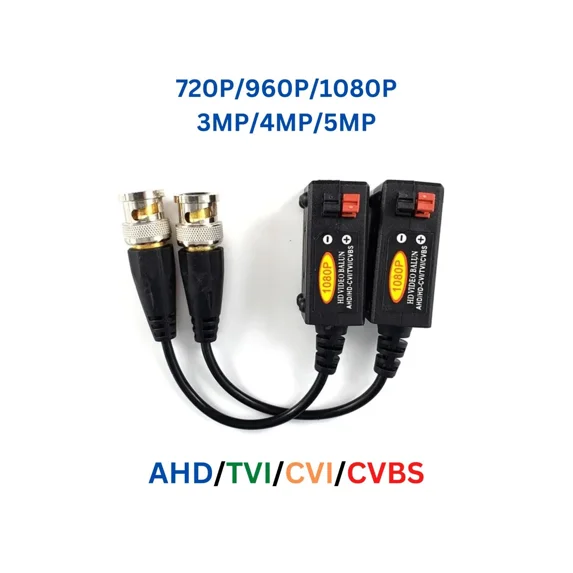KLYNE- Hd 1080P 5Mp Video Balun Security Camera Video Connector Via ...