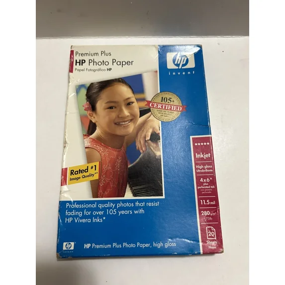 KLYNE- Hp Premium Plus Inkjet Photo Paper 4X6" High Gloss 11 1/2 Mil ...