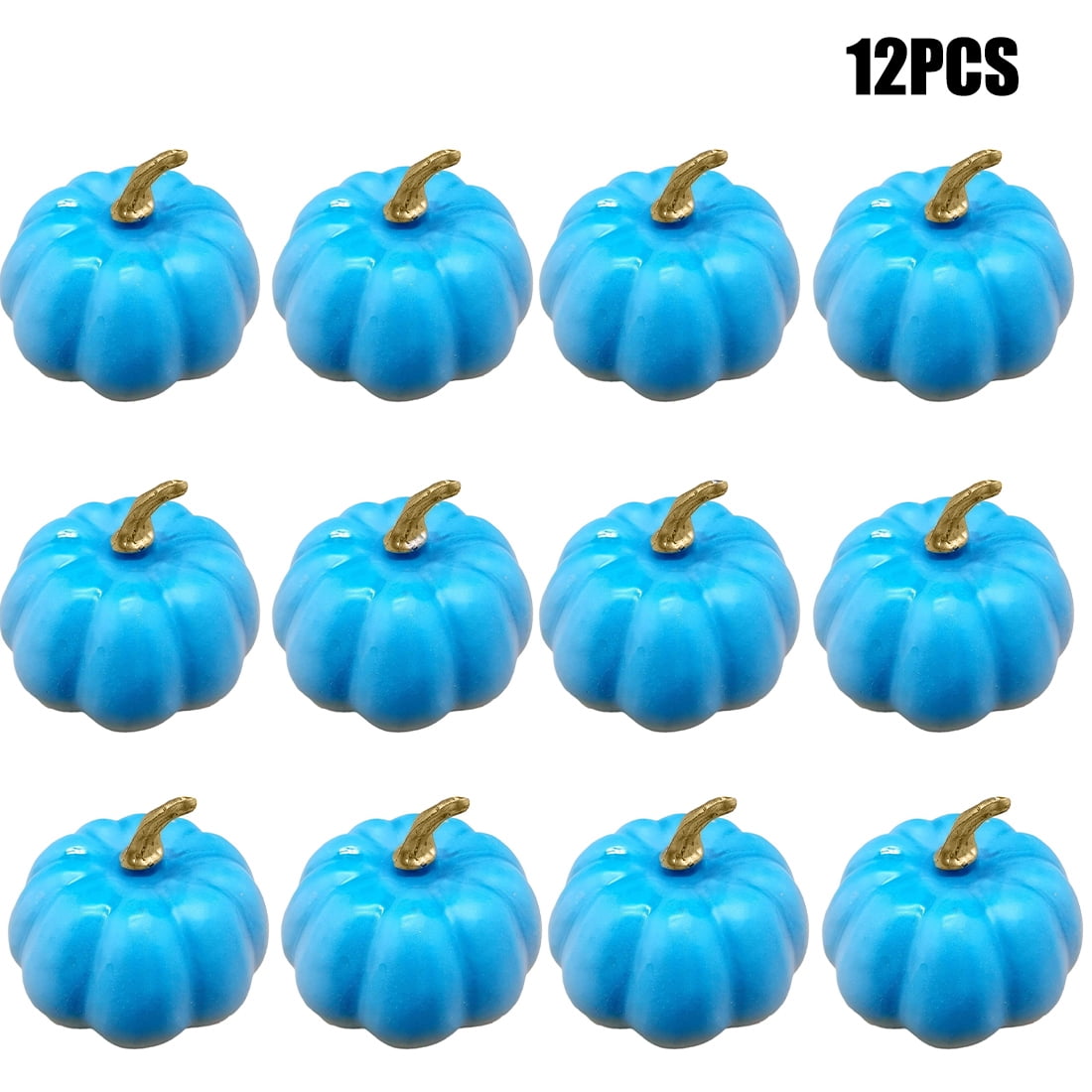 KLZO 12 PCS Small Artificial Pumpkins Decorative Blue Foam Pumpkins ...
