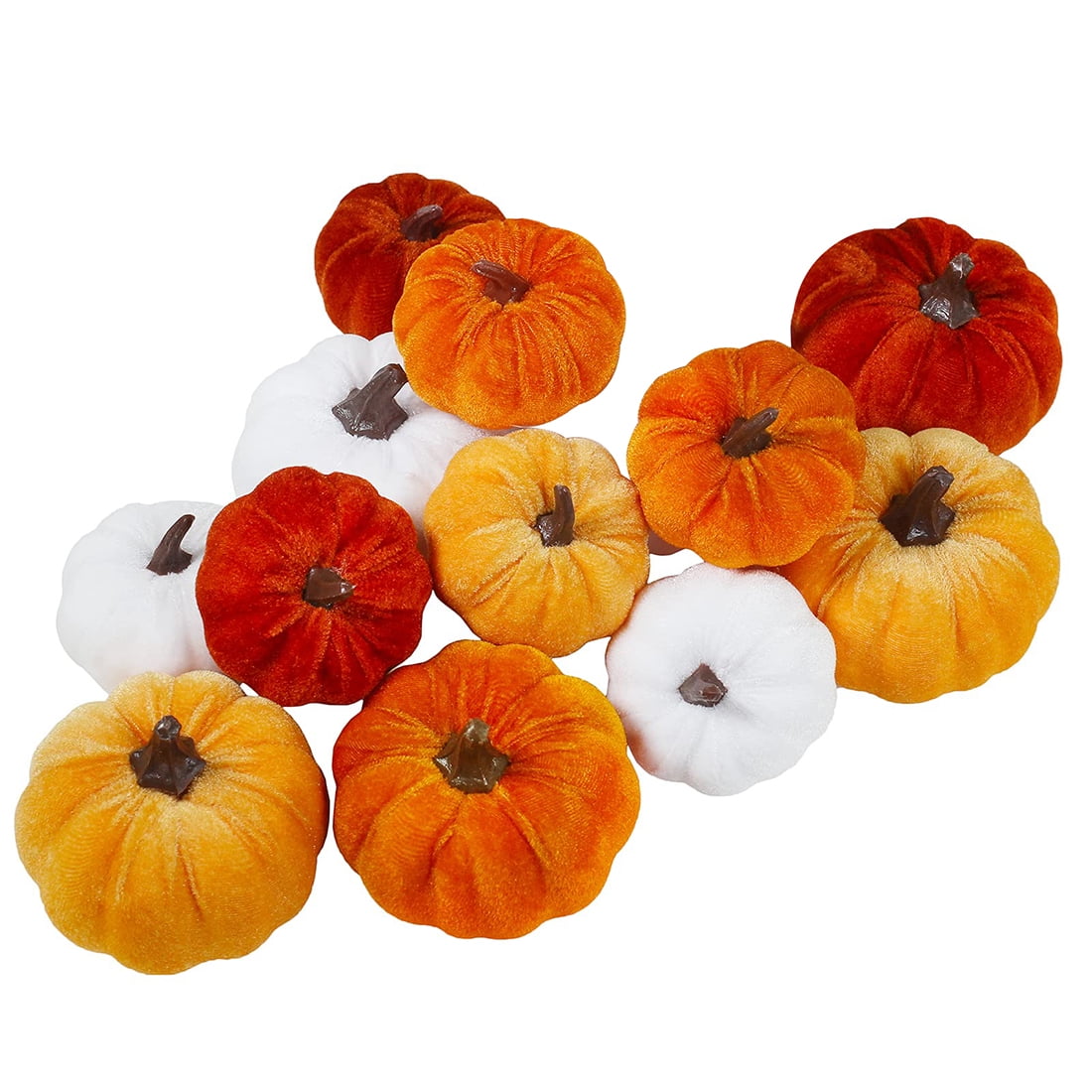 KLZO 12PCS Mini Velvet Pumpkins Fall Harvest Small Artificial Pumpkins for Home Thanksgiving ...