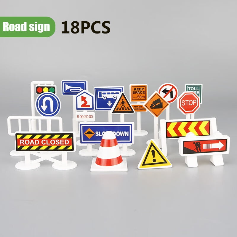 KLZO 18 Sets Delicate Road Indicators, Toy Parking Scene for Toddler ...